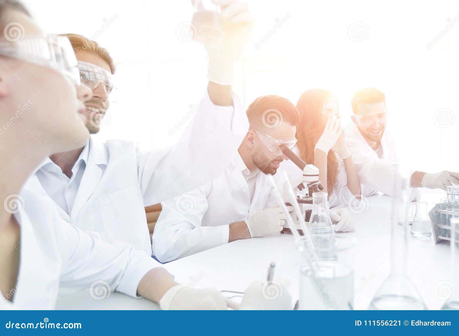 Young Microbiologists Working in the Laboratory. Stock Image - Image of ...