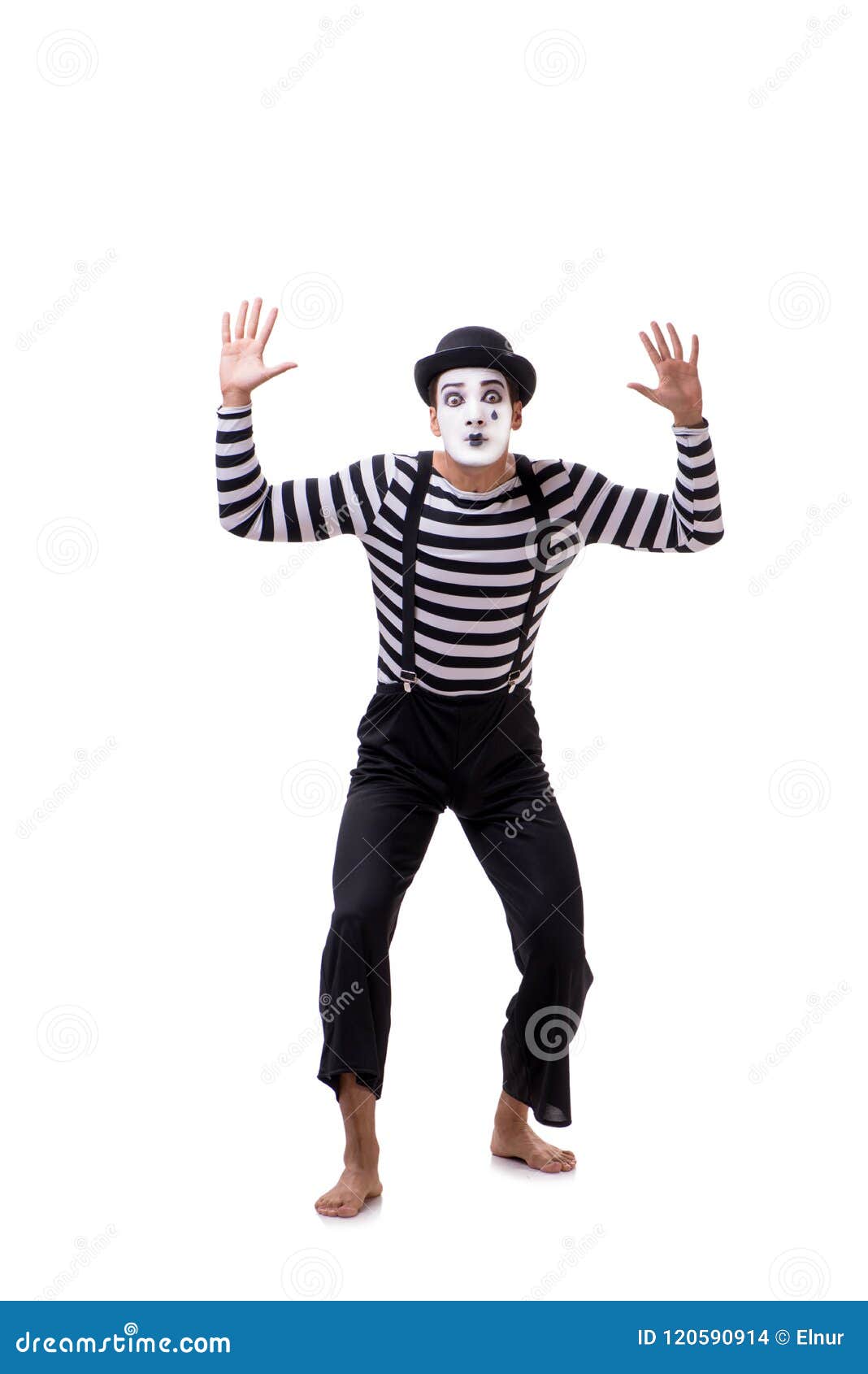 The Young Mime Isolated on White Background Stock Photo - Image of ...