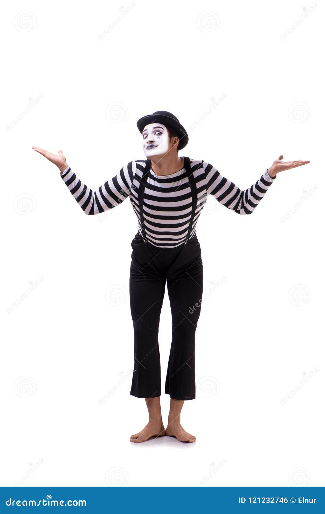 The Young Mime Isolated on White Background Stock Photo - Image of ...