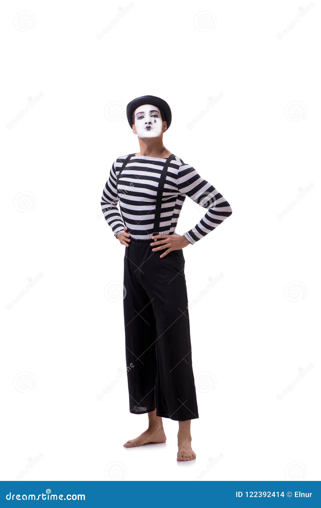 The Young Mime Isolated on White Background Stock Photo - Image of ...