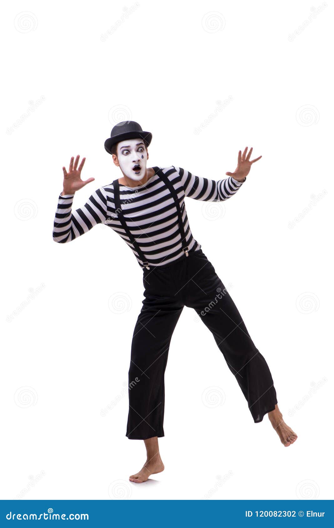 The Young Mime Isolated on White Background Stock Photo - Image of ...