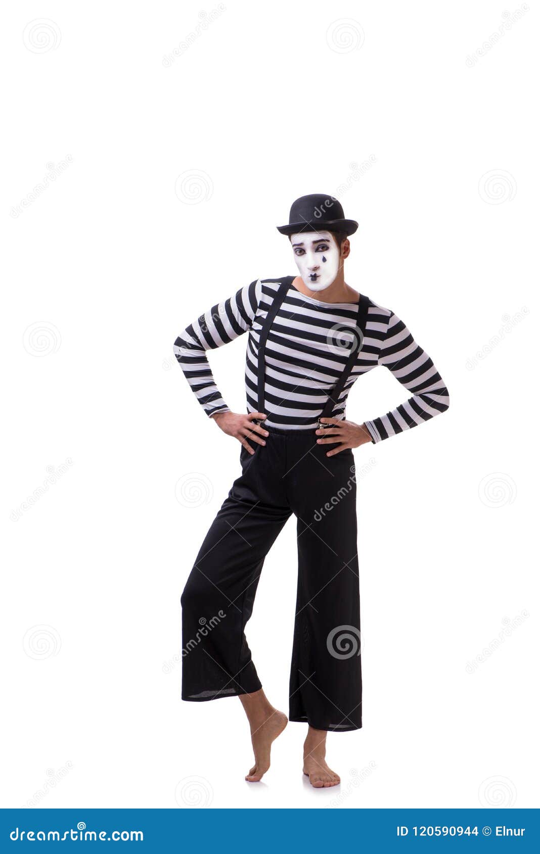 The Young Mime Isolated on White Background Stock Photo - Image of ...