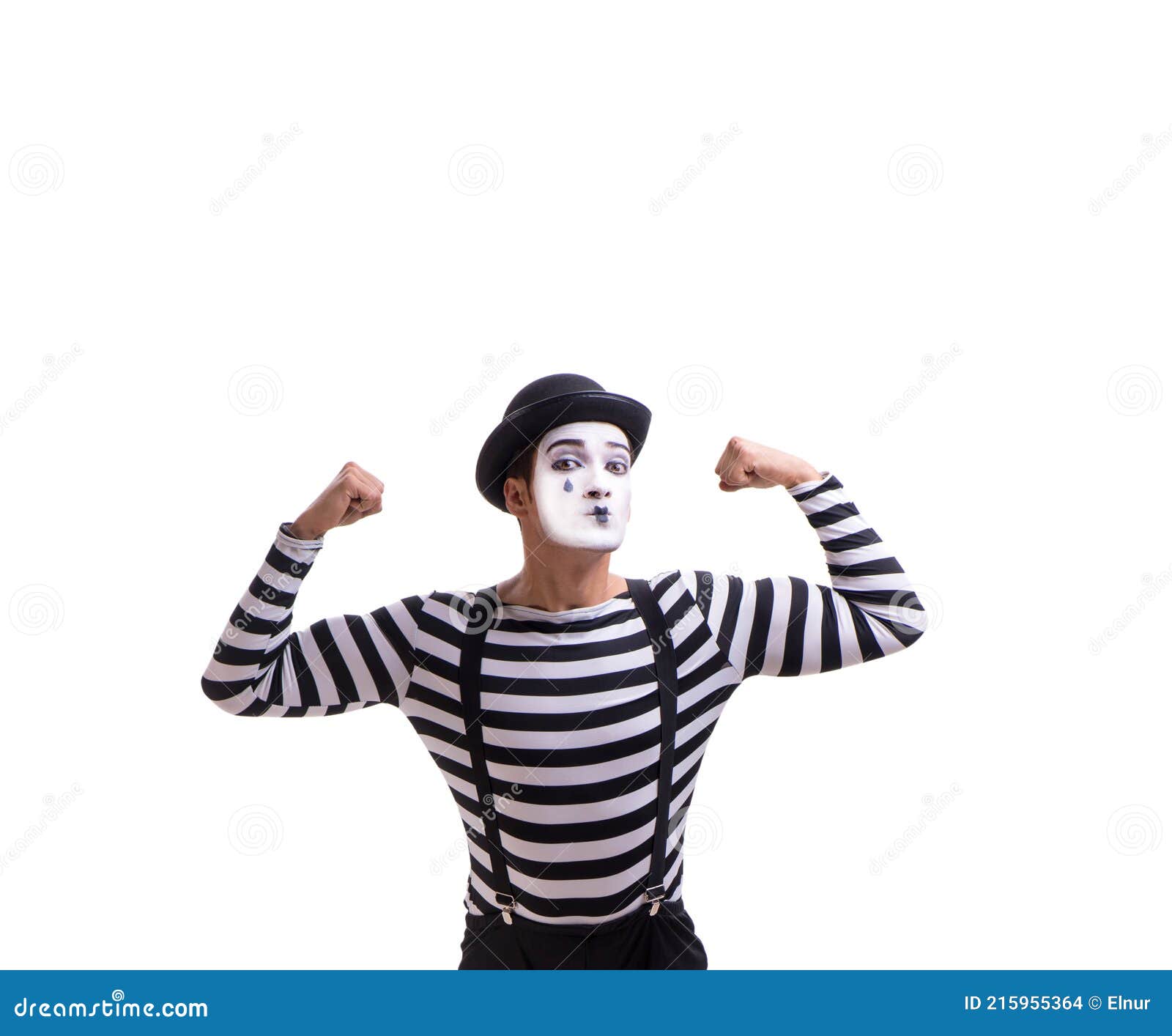Young Mime Isolated on White Background Stock Photo - Image of makeup ...