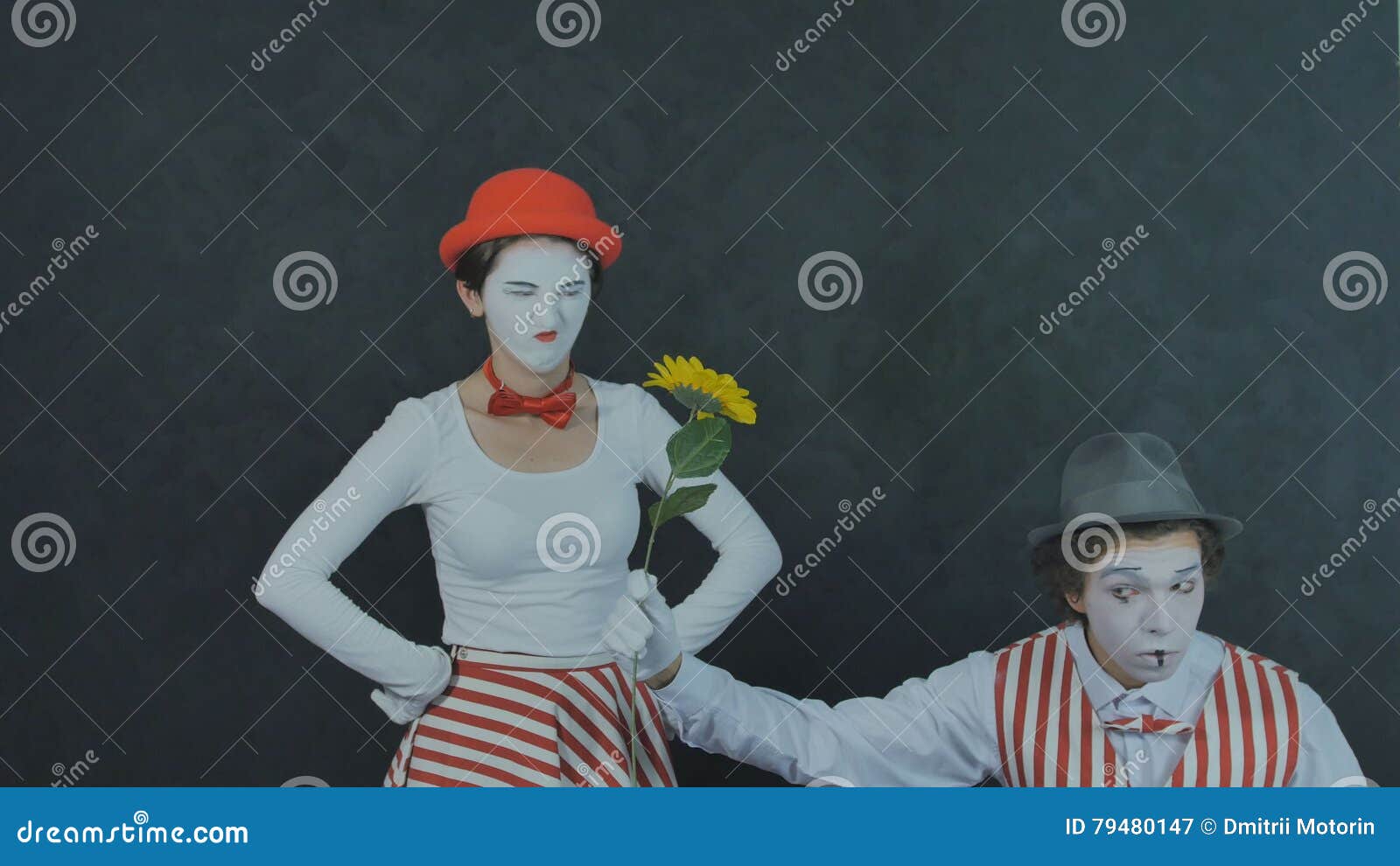 Young mimes with flower stock image. Image of funny, makeup - 79480147