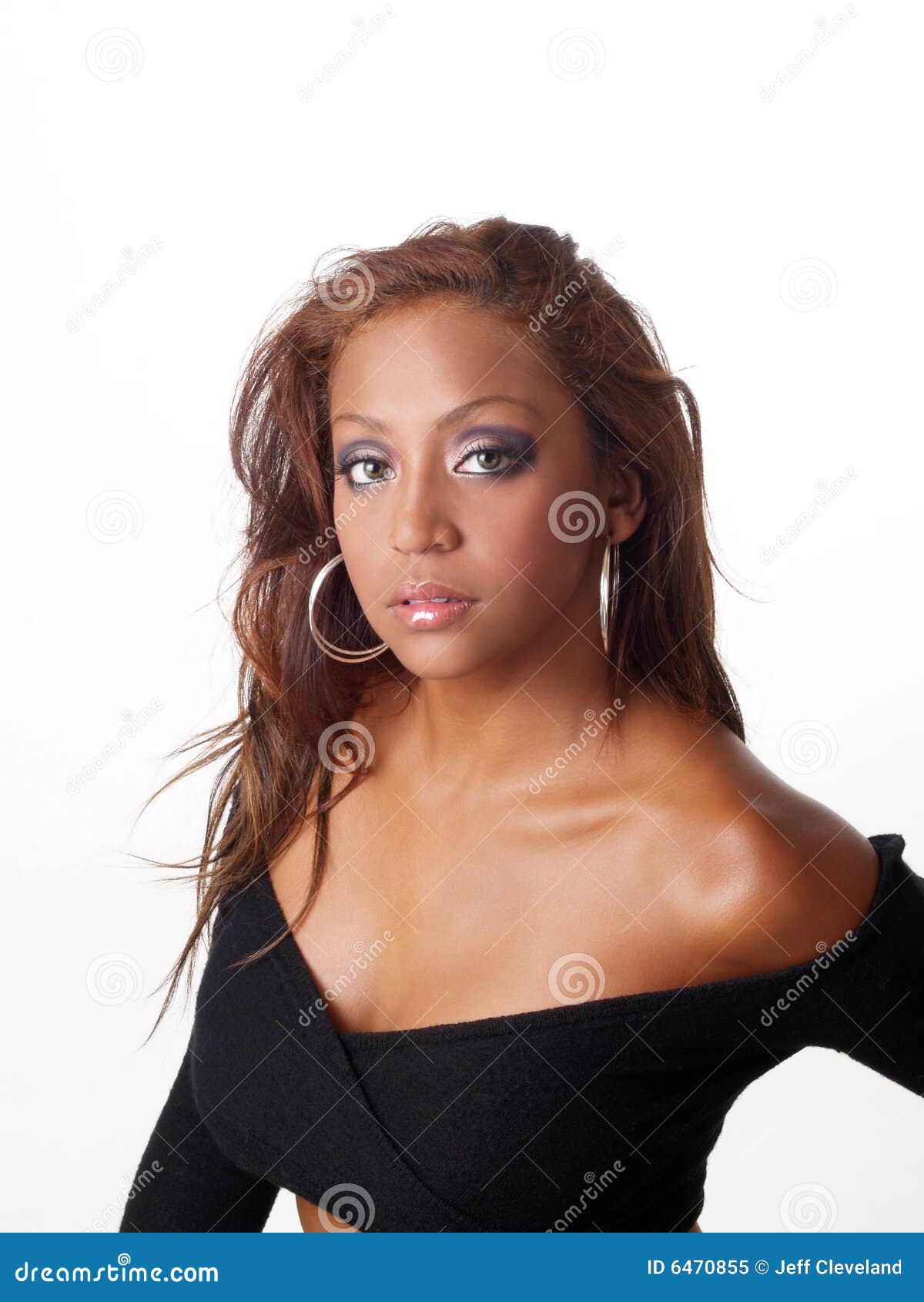 Young Mixed Woman Confident Portrait Black Sweater Stock Image - Image ...