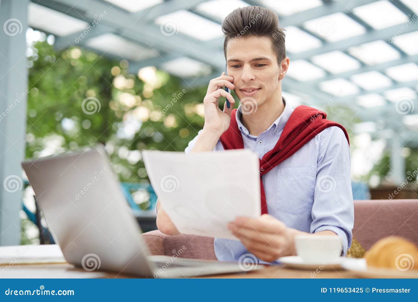 Agent calling stock image. Image of contract, person - 119653425