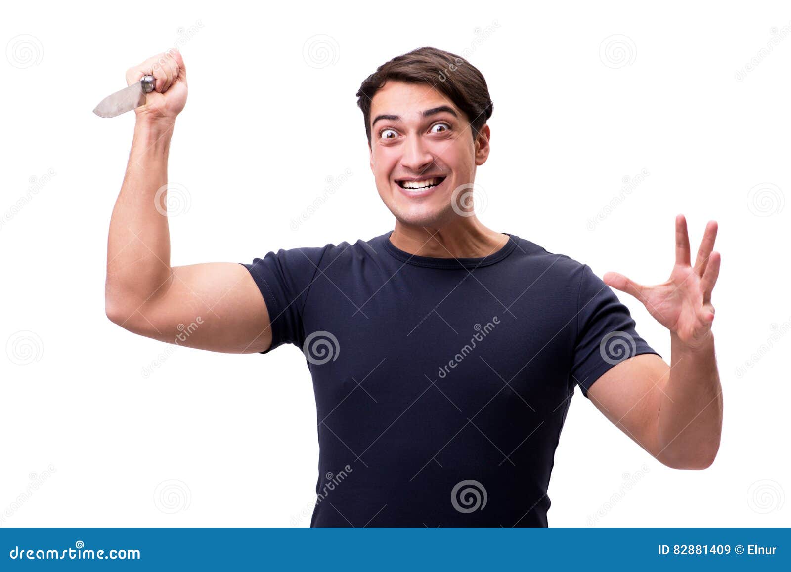 The Young Mobster with Knife Isolated on White Stock Image - Image of ...