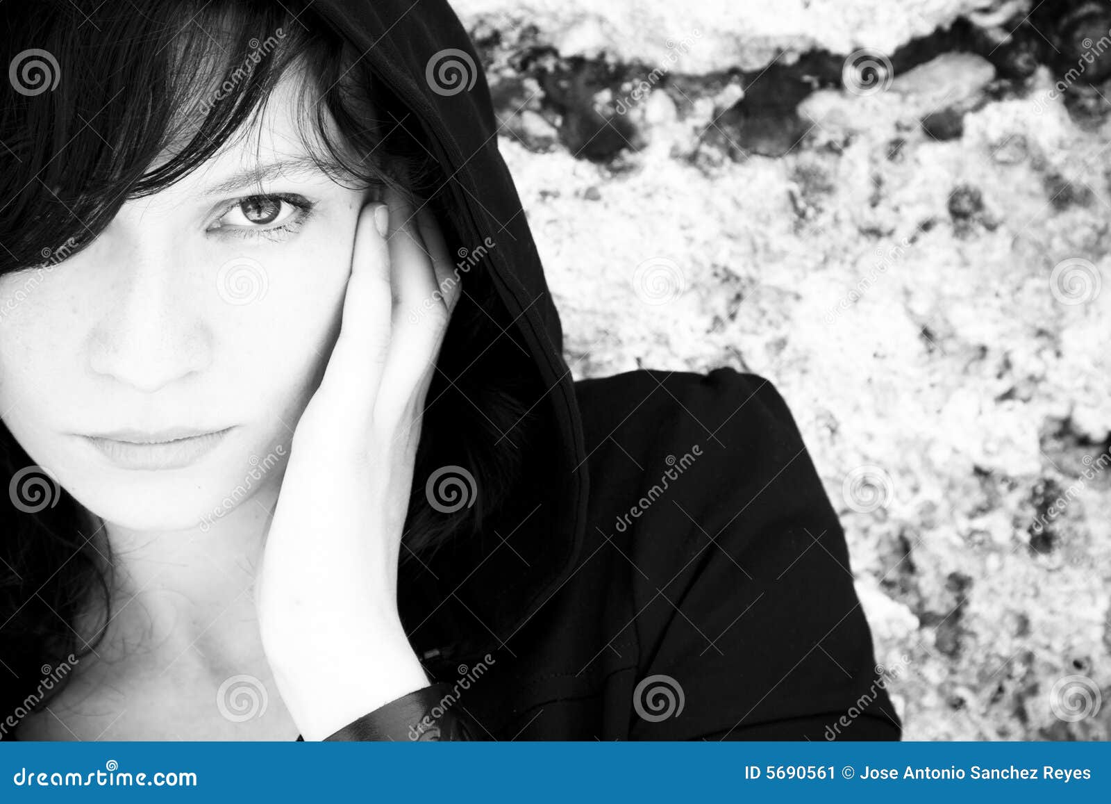 Young model with cap stock image. Image of hair, monochrome - 5690561