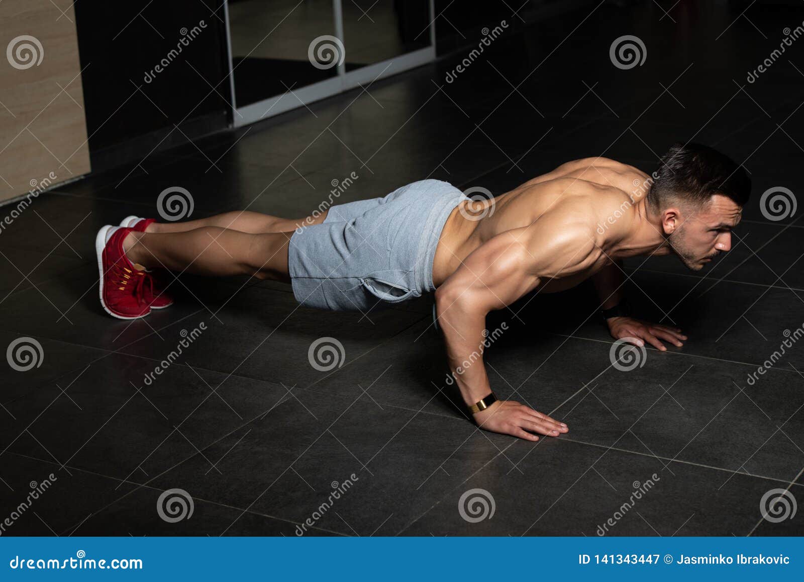 Athlete Exercising Push Ups Stock Image - Image of caucasian, muscular ...