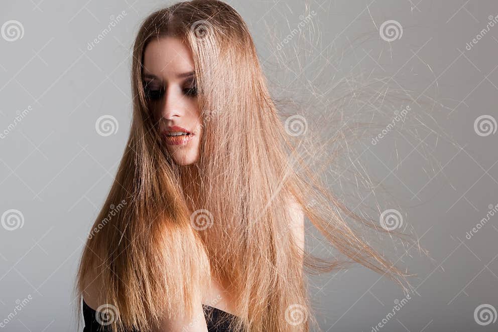 Young Model with Electrified Hair Stock Image - Image of beautiful ...