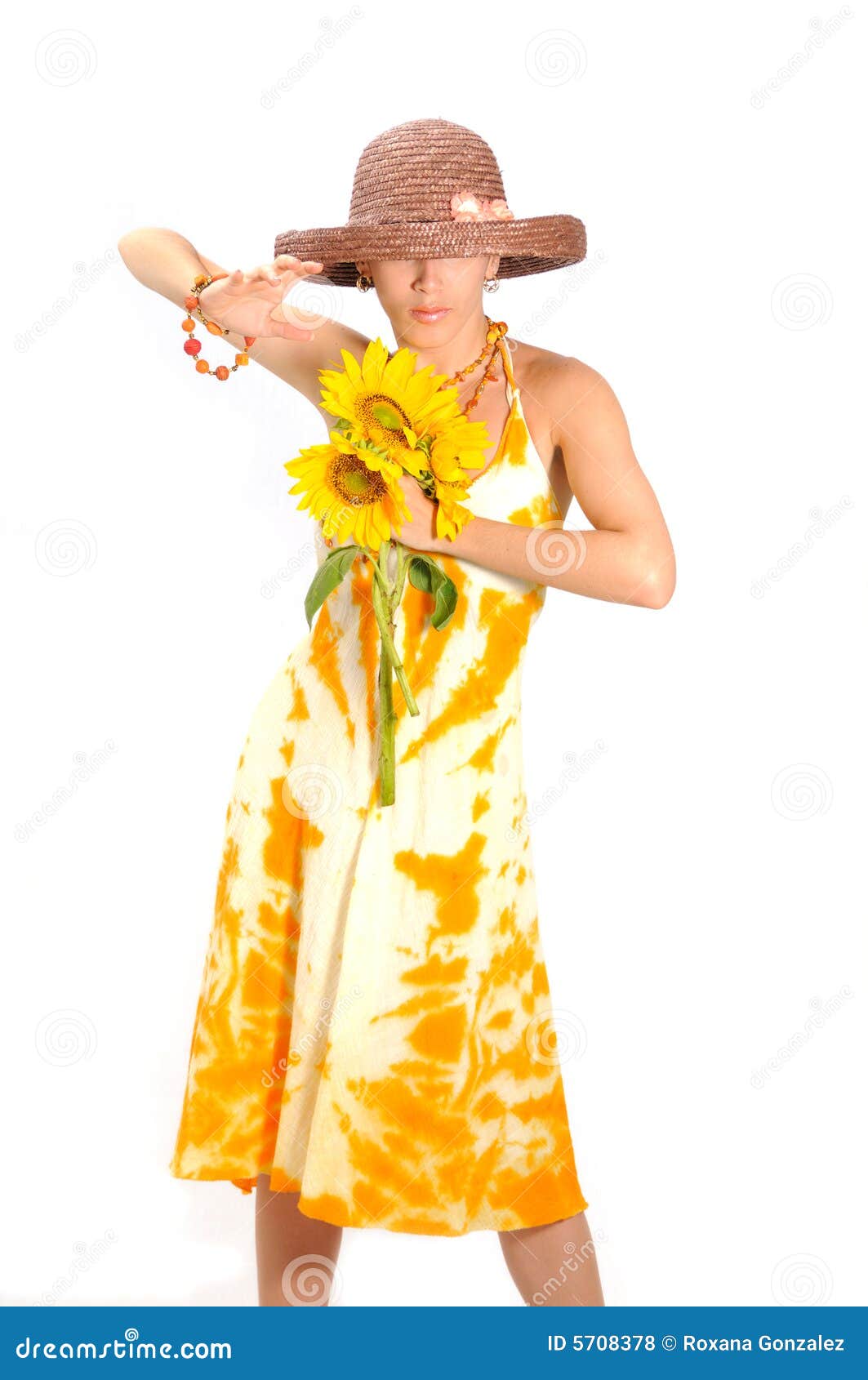 Young Model Holding Flowers Stock Photo - Image of flower, dress: 5708378
