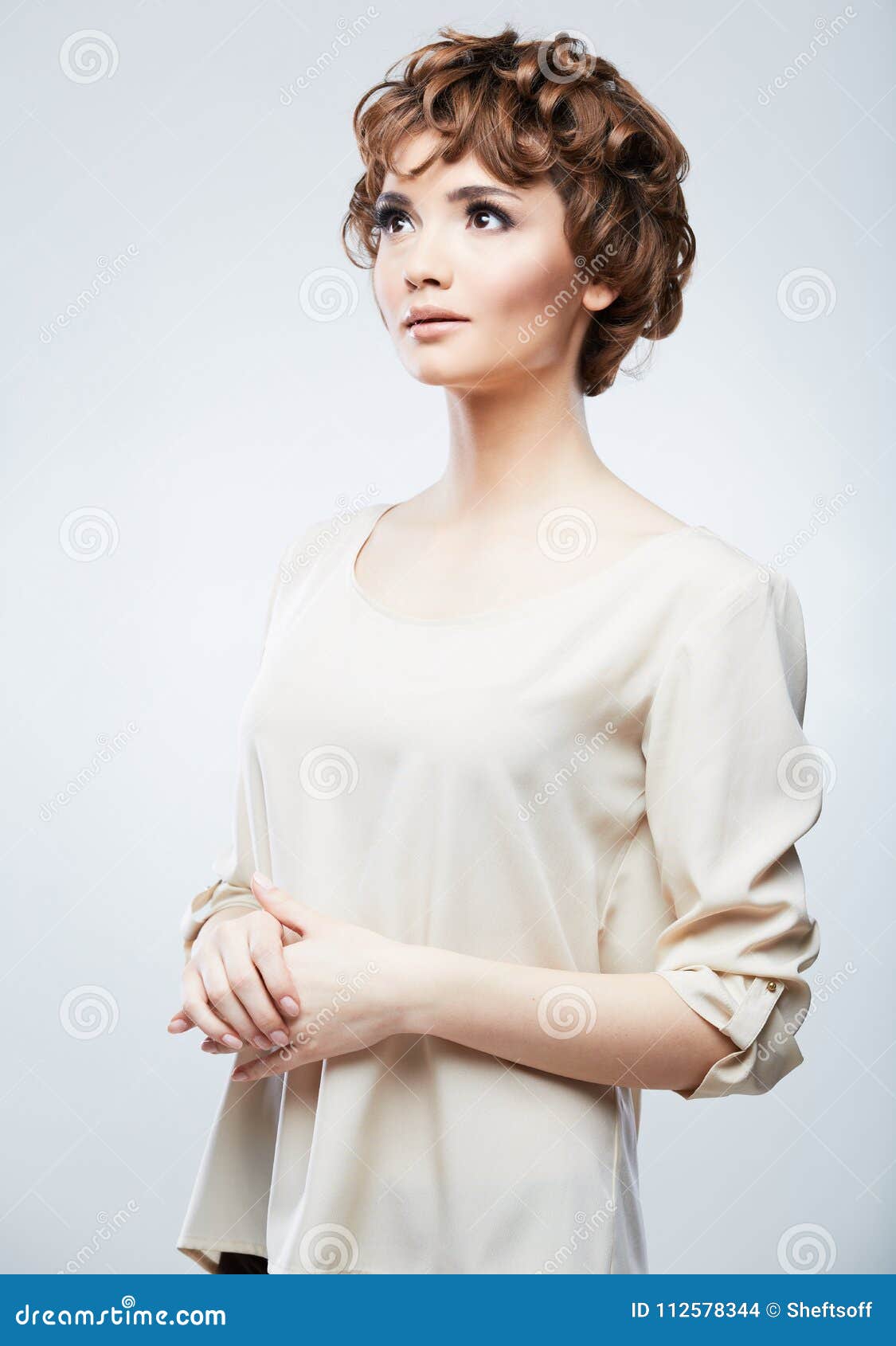 Female Model Isolated Portrait on Gray. Stock Photo - Image of lady ...