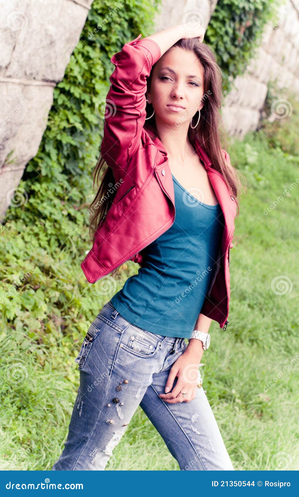 Young model in red jacket stock photo. Image of european - 21350544