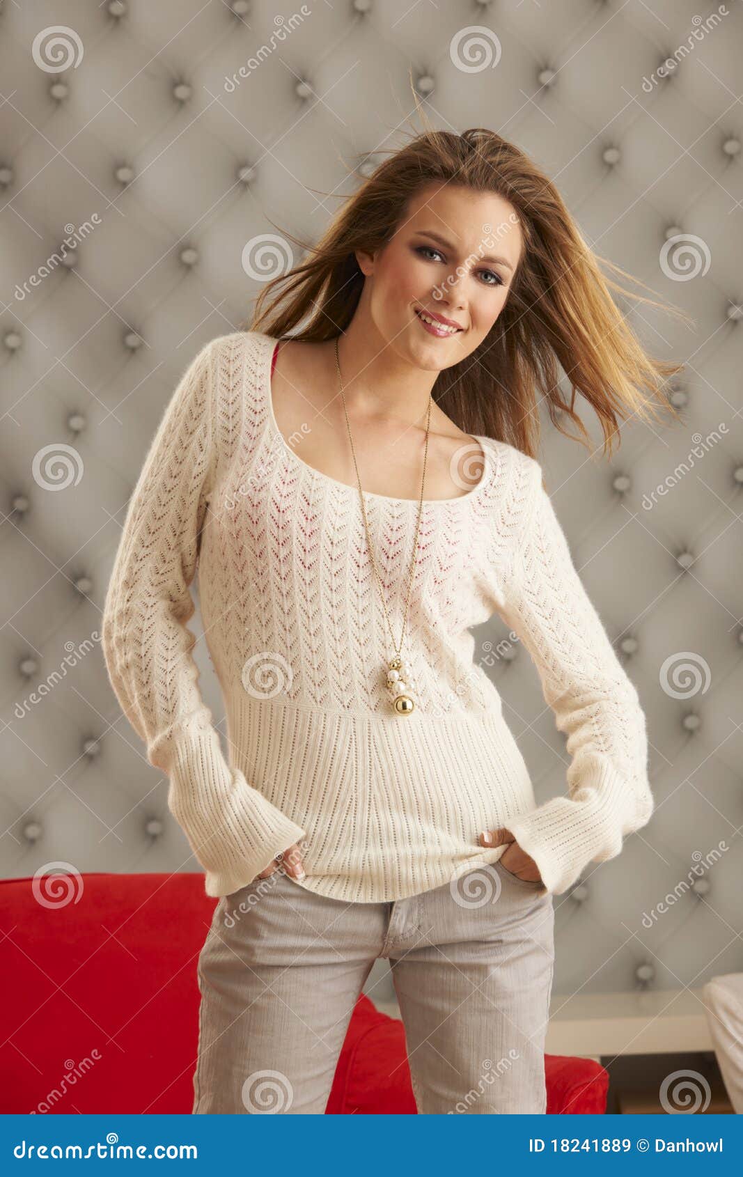 Young Model White Sweater stock image. Image of innocence - 18241889