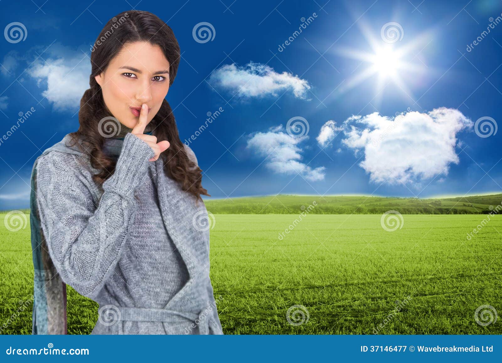 Young Model with Winter Clothes Keeping Secret Stock Image - Image of ...