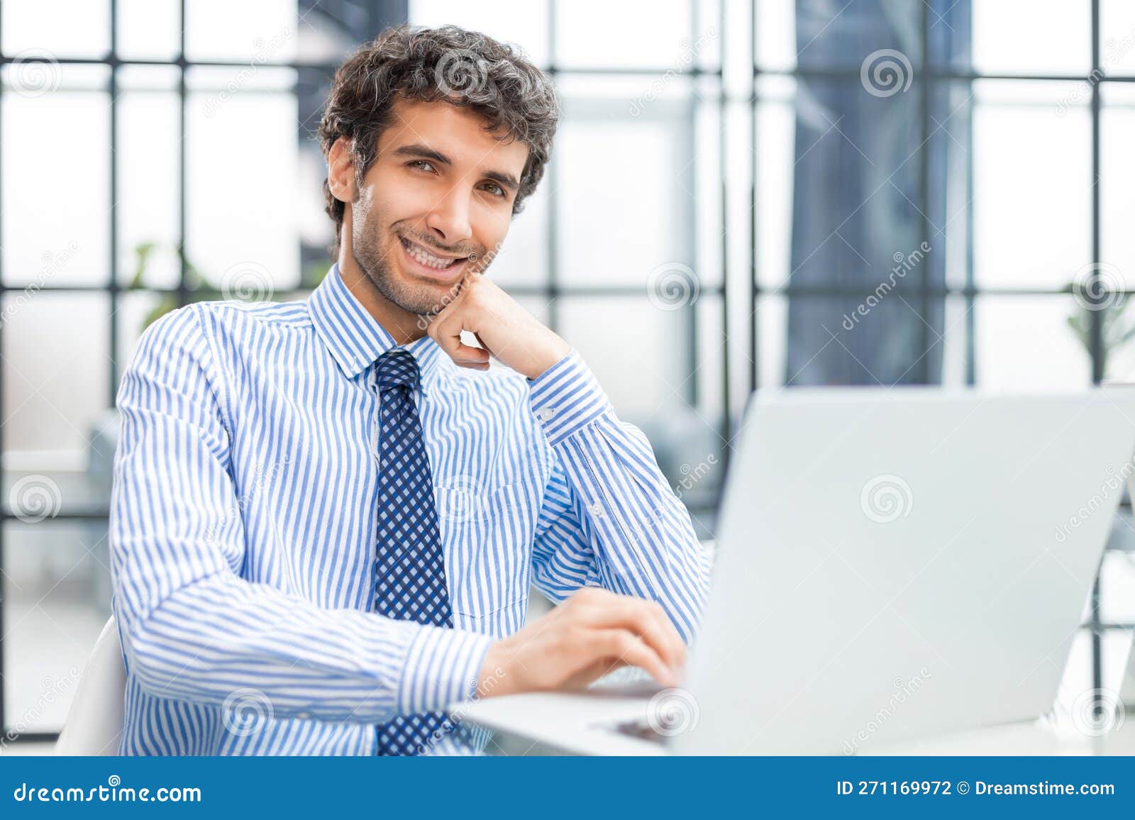 Young Modern Business Man Working Using Computer while Sitting in the ...