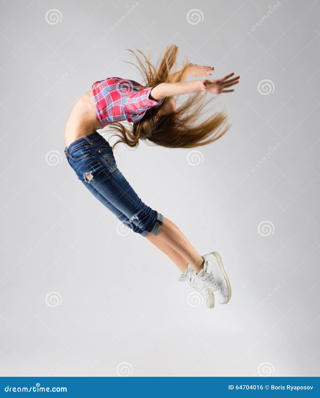 Young Modern Dancing Girl in Jeans Stock Photo - Image of fitness ...