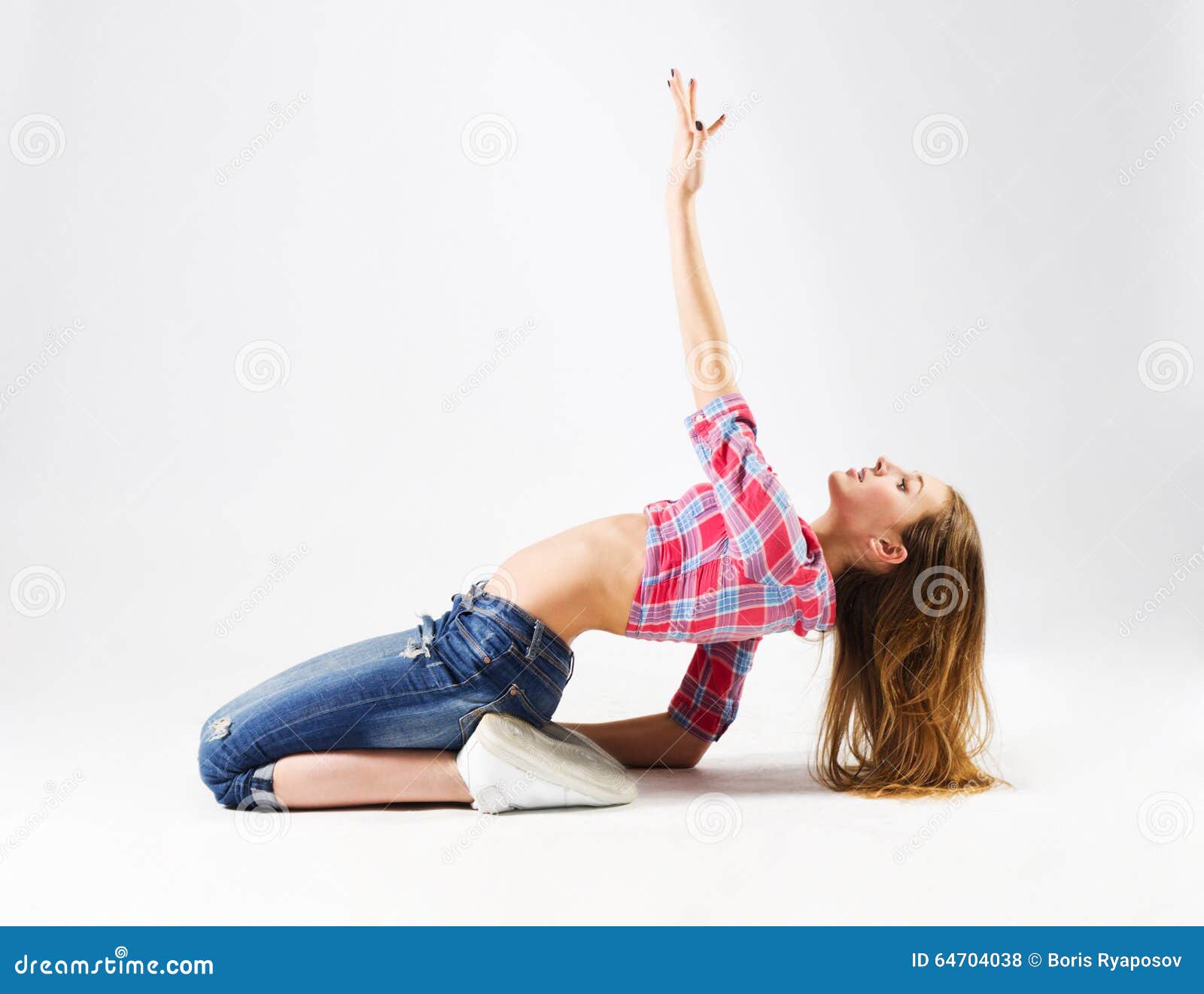 Young Modern Dancing Girl in Jeans Stock Photo - Image of clothing ...