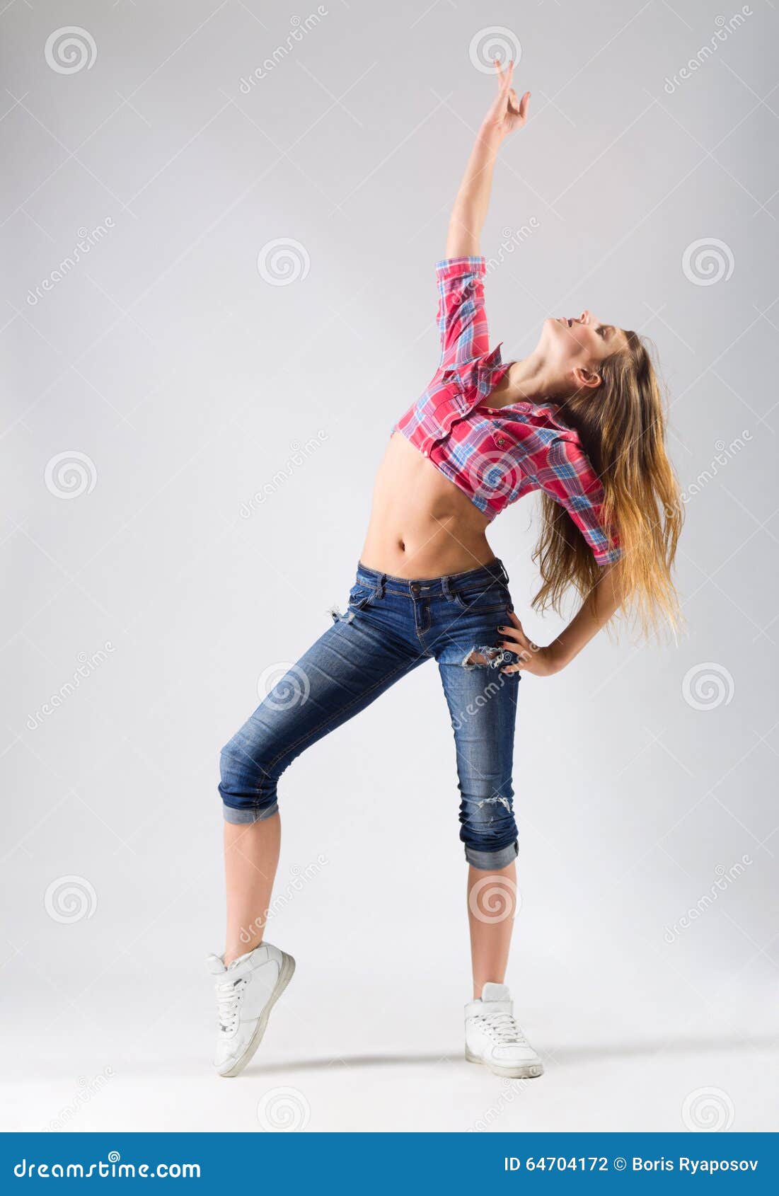 Young Modern Dancing Girl in Jeans Stock Photo - Image of girl ...