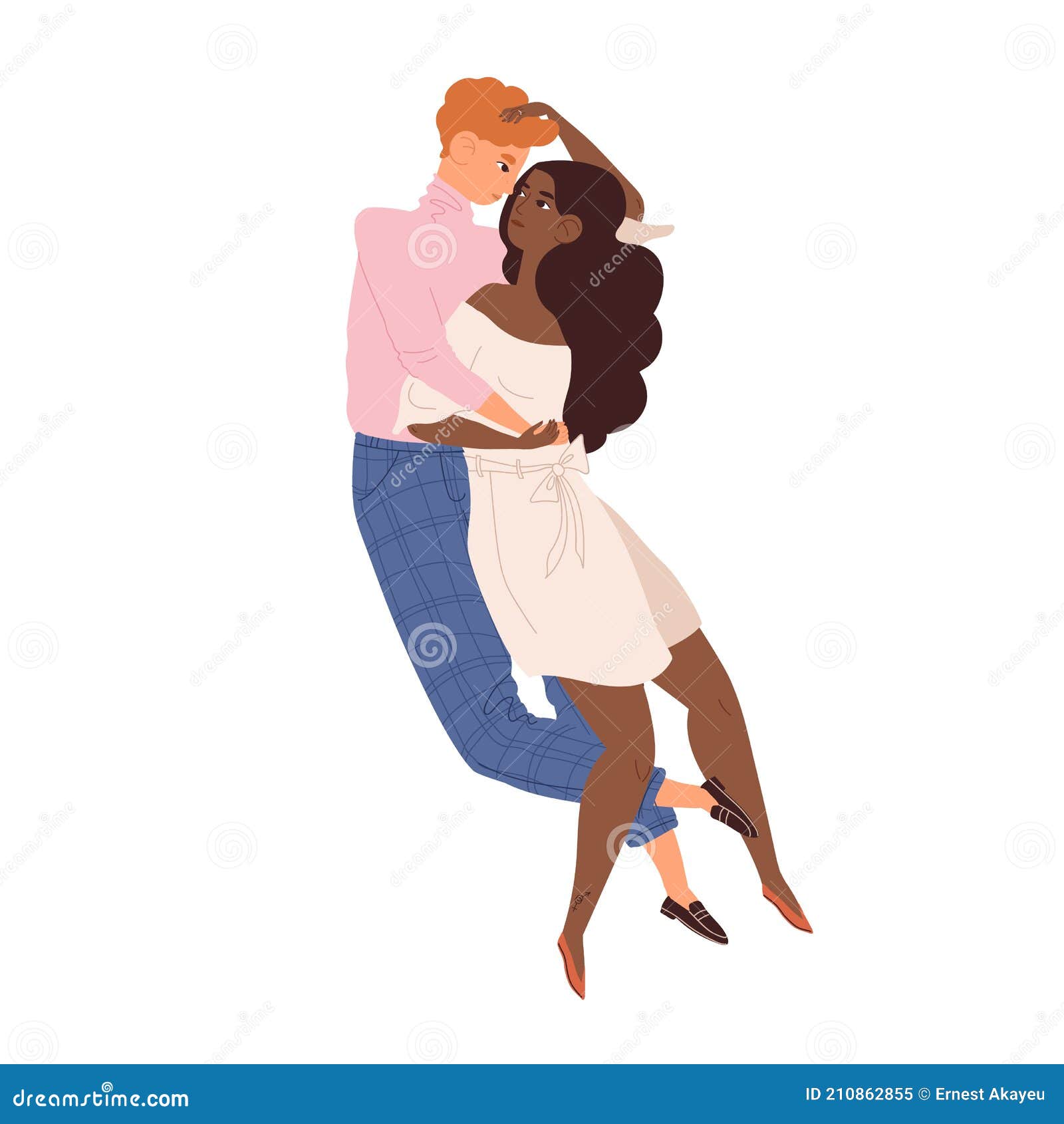 Young Modern Heterosexual Man And Woman Hugging And Demonstrating