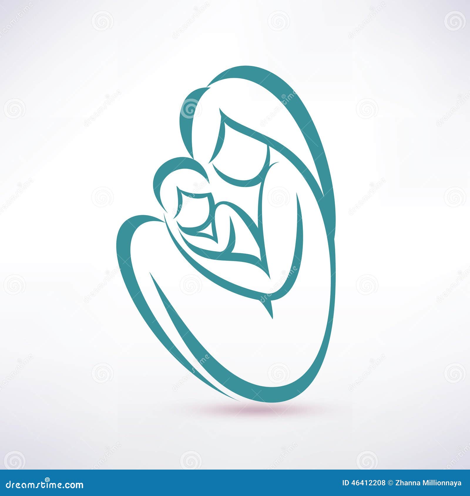 Young Mom Hugs Her Baby Vector Illustration | CartoonDealer.com #46412208