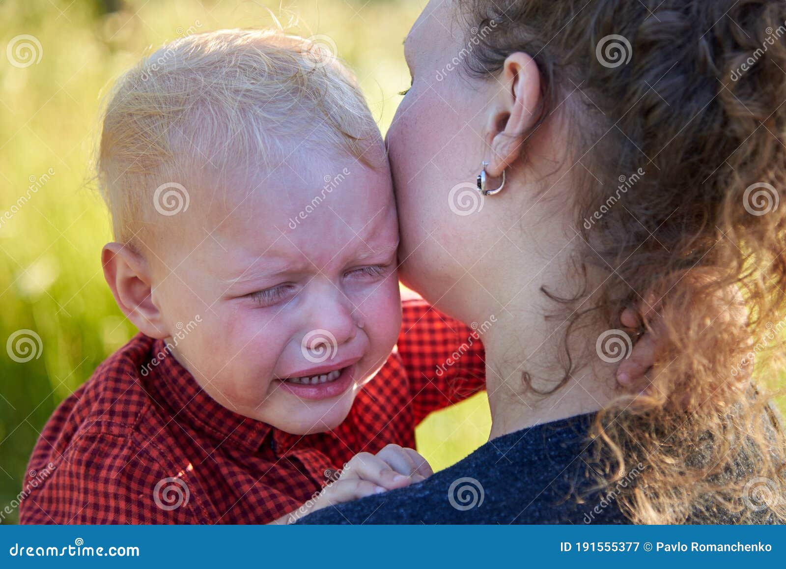 Mom Hugs Her Crying Two Years Old Son Stock Image - Image of baby ...