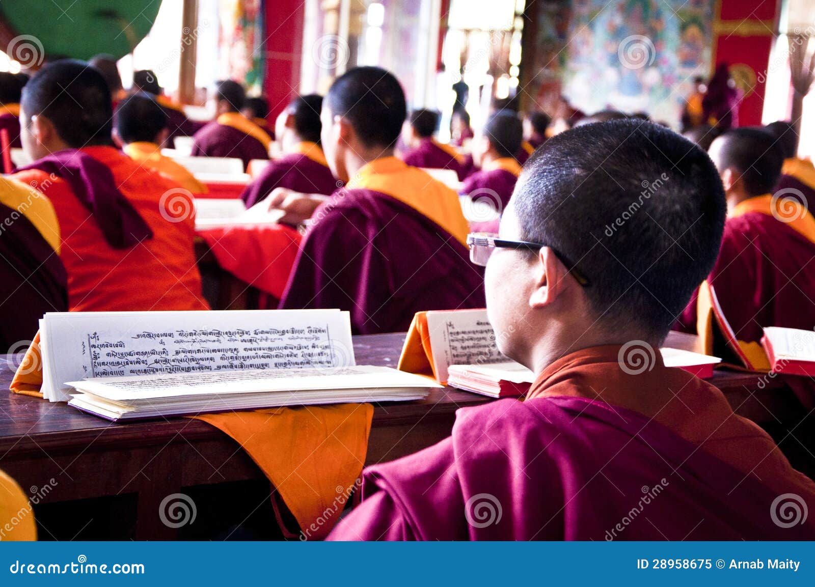 Young Tibetan Monk Reading Buddhist Religious Text Editorial Image ...