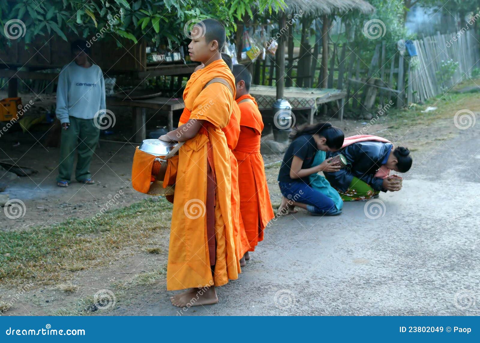 Young Monks Collecting Alms Editorial Stock Image - Image of people ...