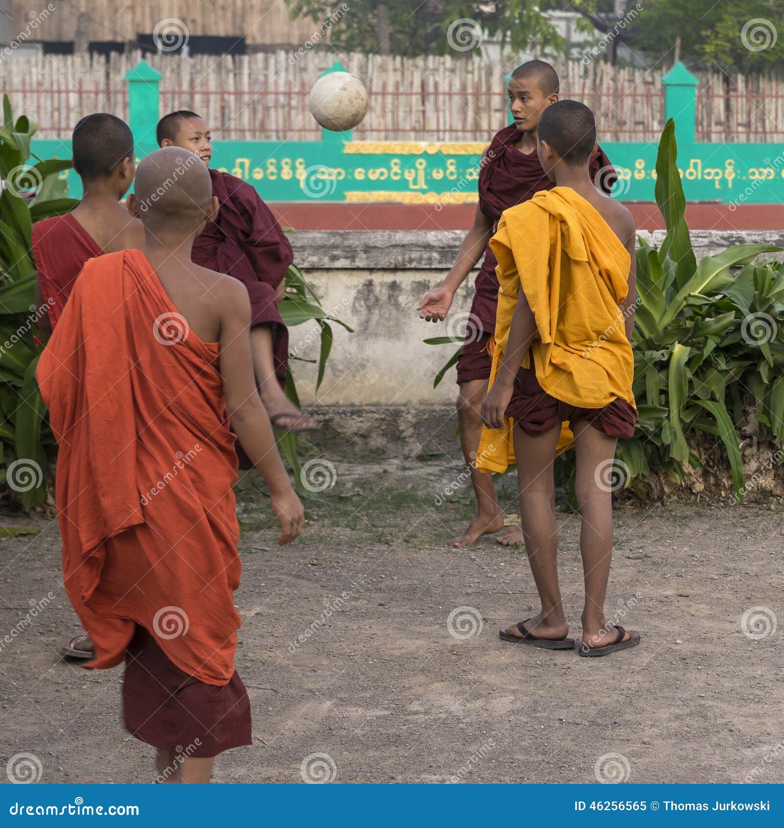 Young Monks are Playing Ball Editorial Image - Image of group, burma ...