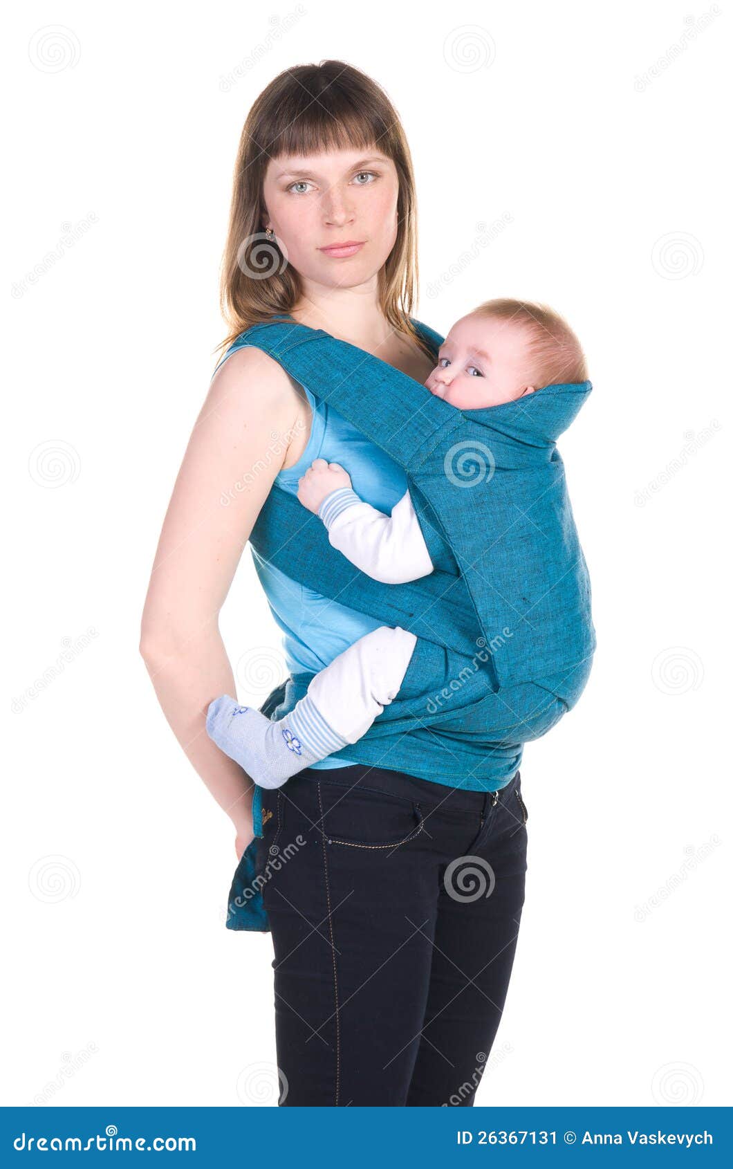 Young Mother with Baby in Sling Stock Image - Image of infant, healthy ...