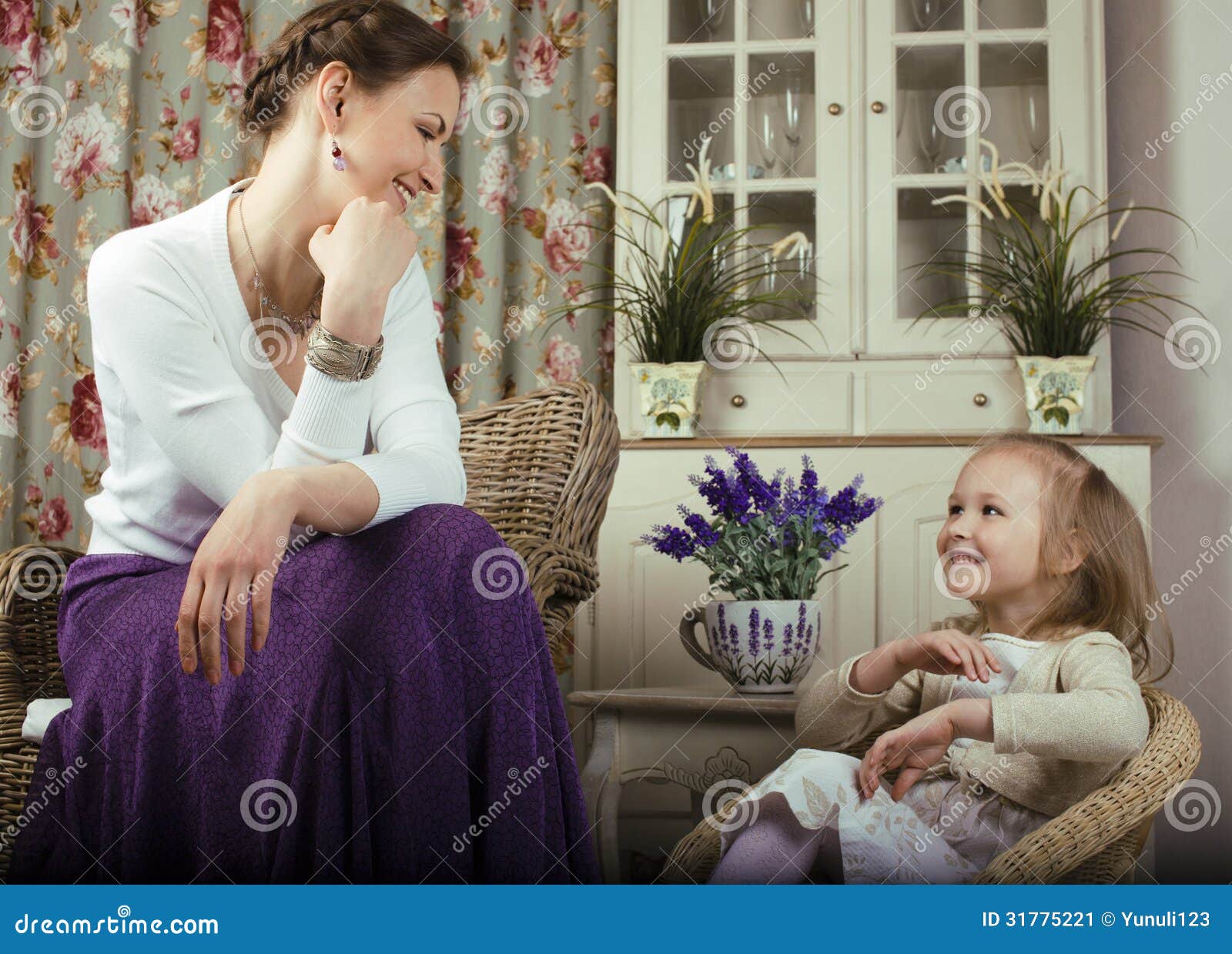 Young Mother with Daughter at Home Stock Image - Image of kitchen ...