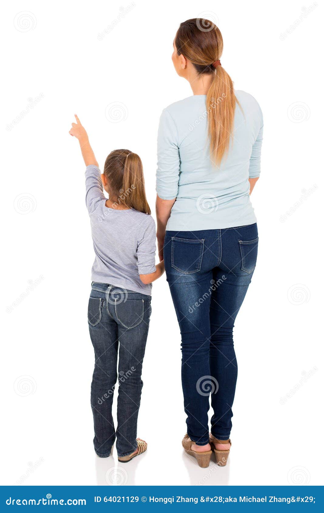 Young Mother Daughter Pointing Stock Image - Image of elegant, empty ...