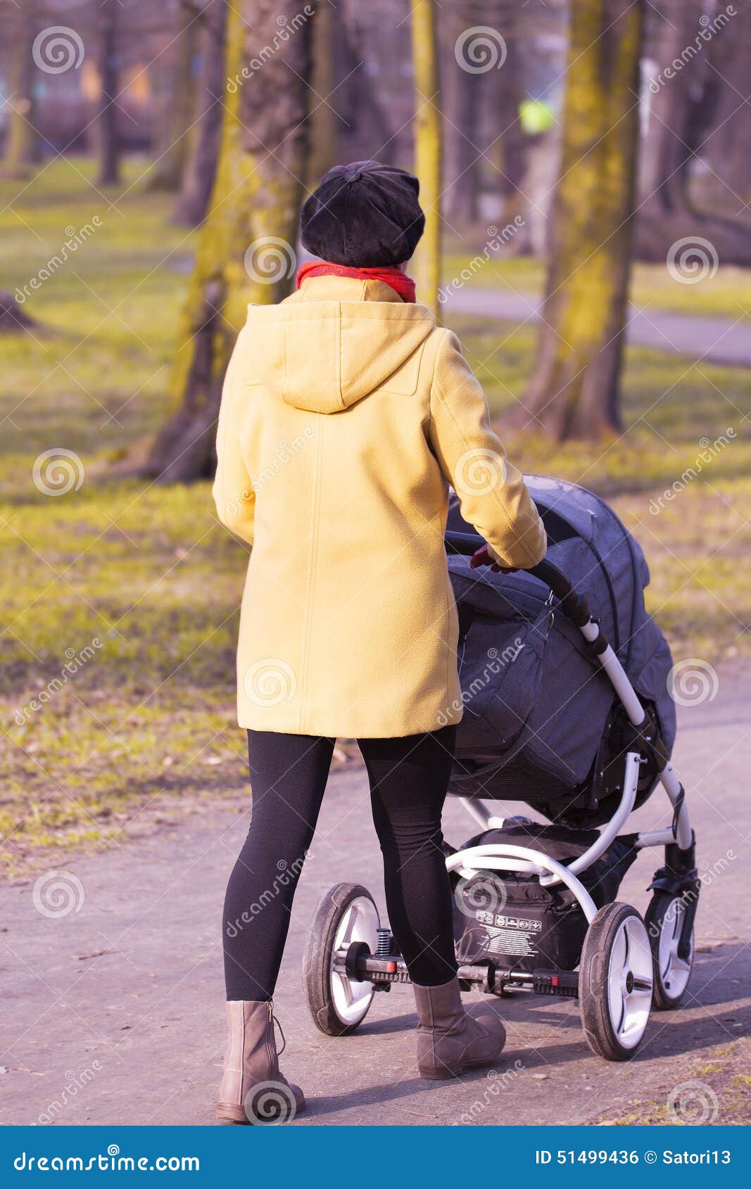 Young mother with pram stock photo. Image of park, lady - 51499436