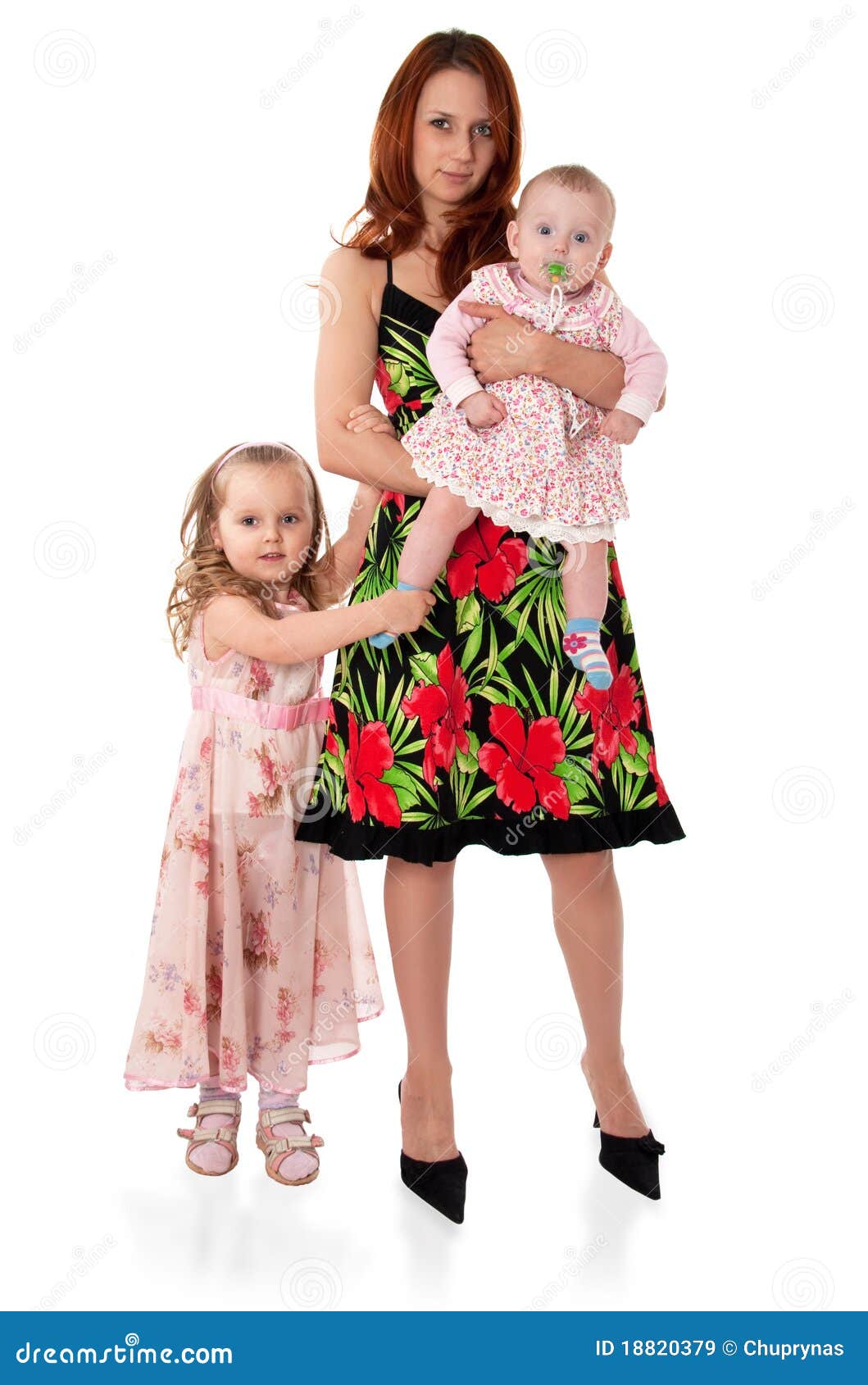 A Young Mother with Two Young Children Stock Image - Image of stand ...