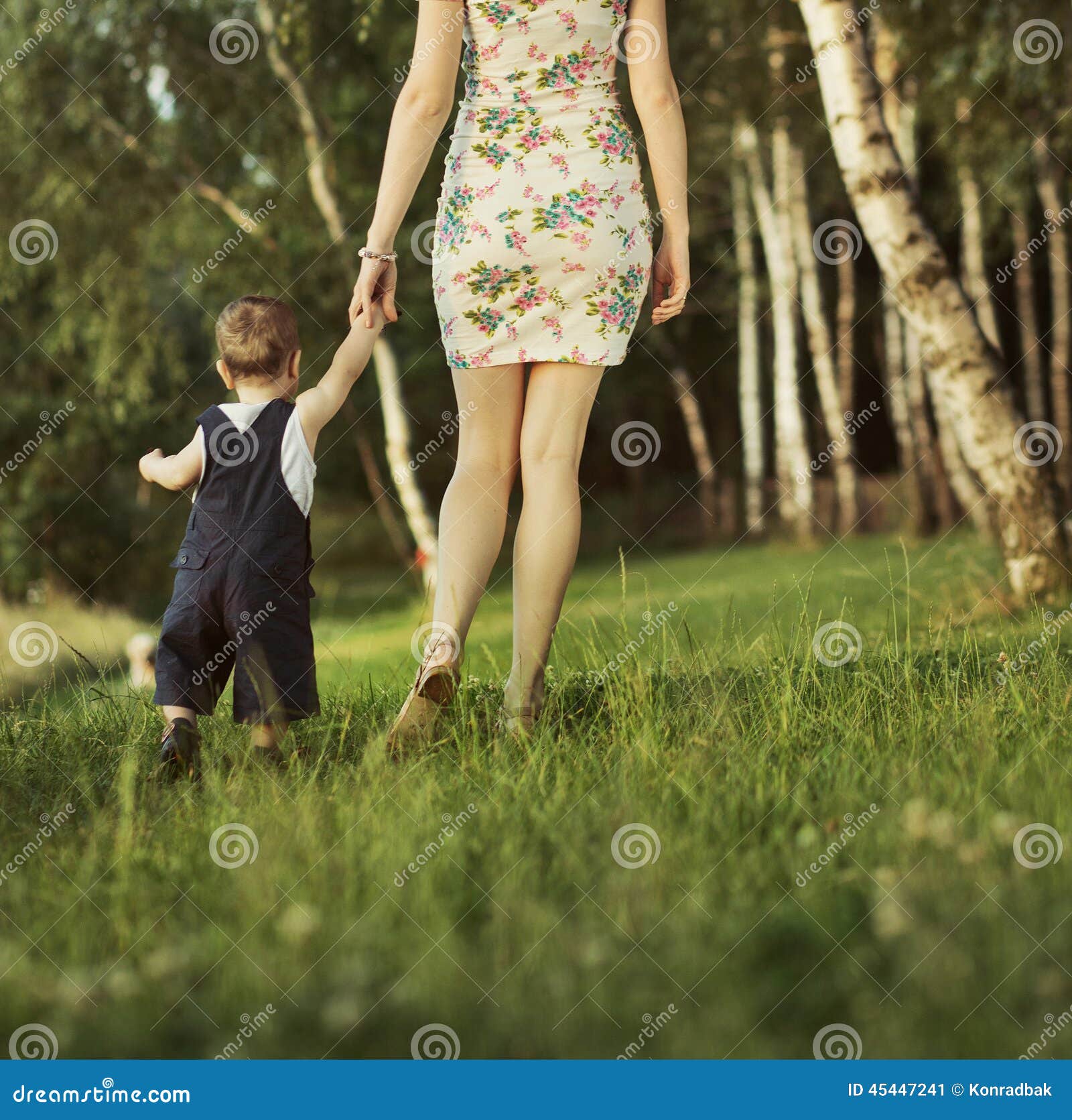 Young Mother Walking with Her Child Stock Image - Image of affection ...