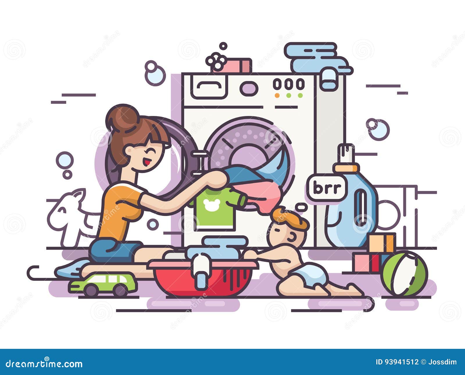 Young mother washing stock vector. Illustration of baby - 93941512