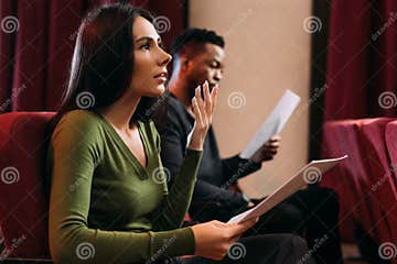Multicultural Actor and Actress Reading Scripts Stock Photo - Image of ...