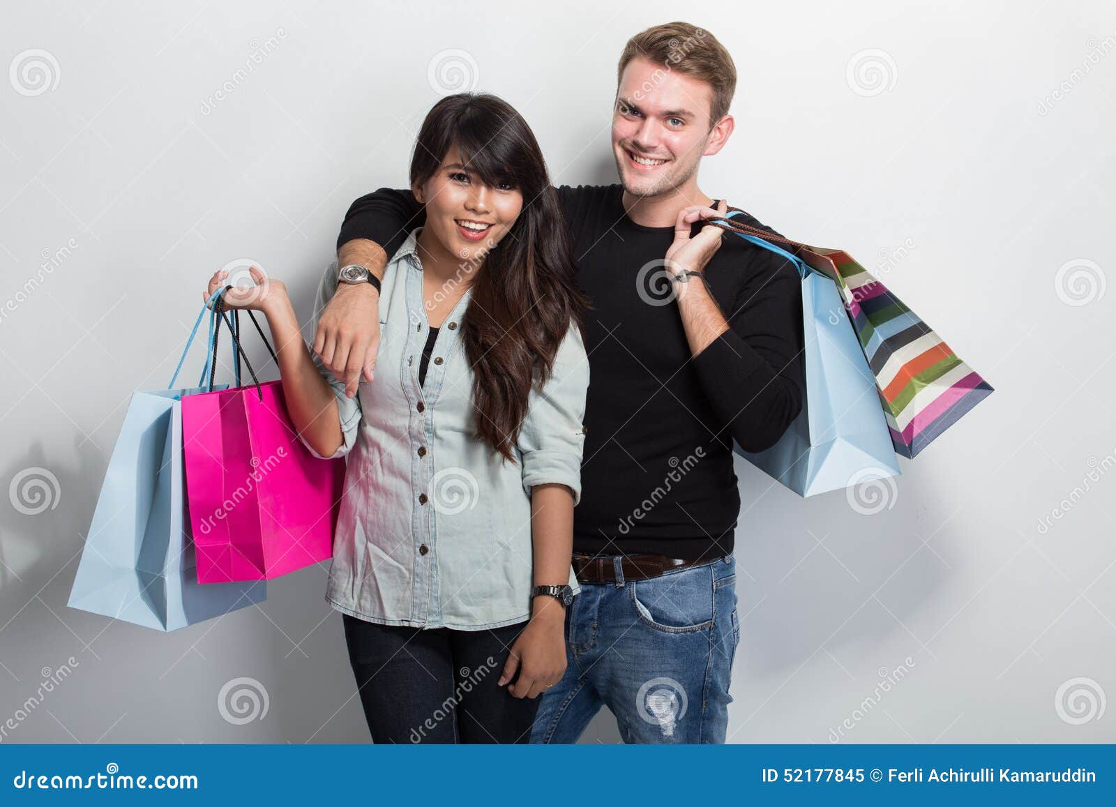 Young Multicultural Couple Shopping Together Stock Image - Image of ...