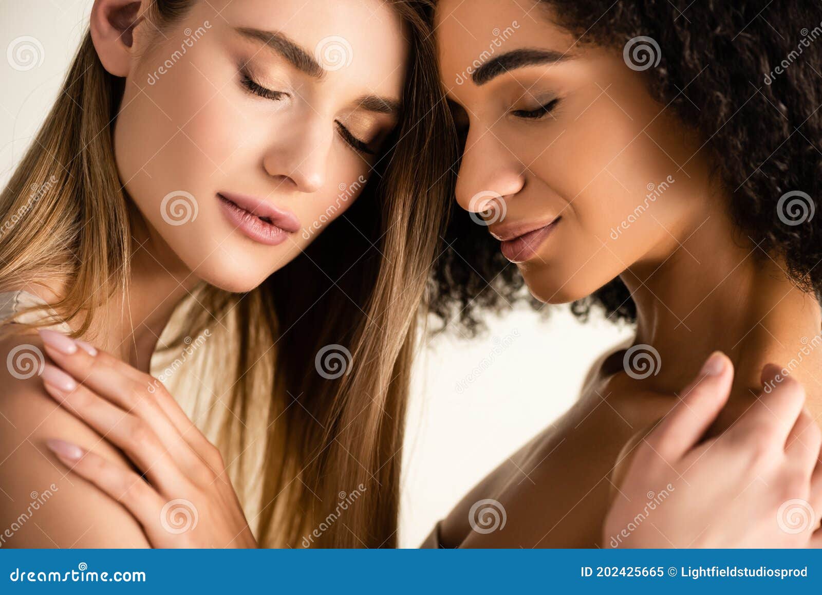 Multicultural Models with Closed Eyes Isolated Stock Image - Image of ...