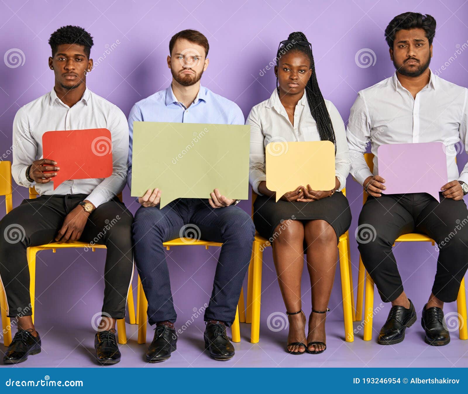 Sad Multicultural Group People Sitting Stock Photos - Free & Royalty ...