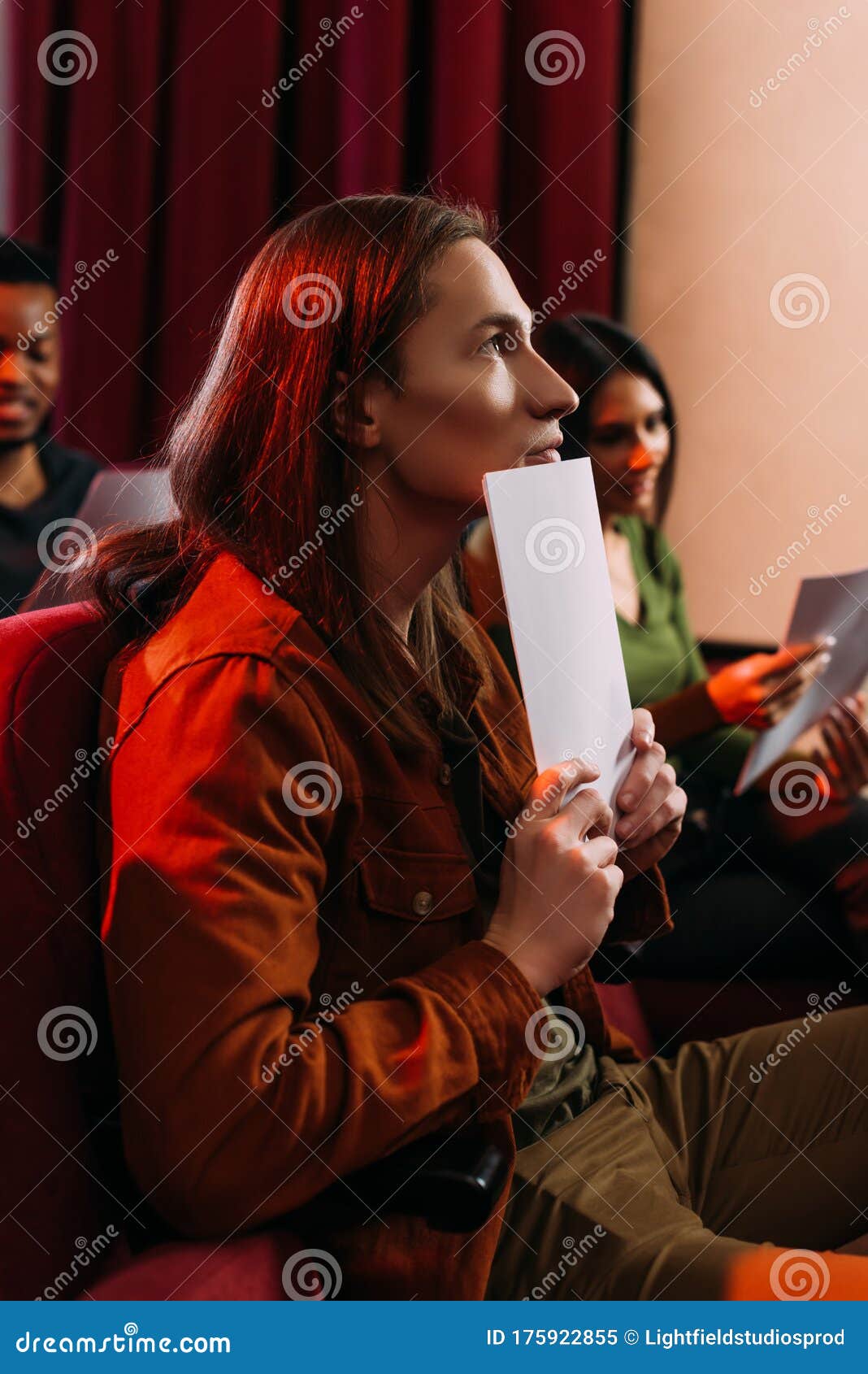 Multiethnic Actors and Actress Reading Scripts Stock Image - Image of ...