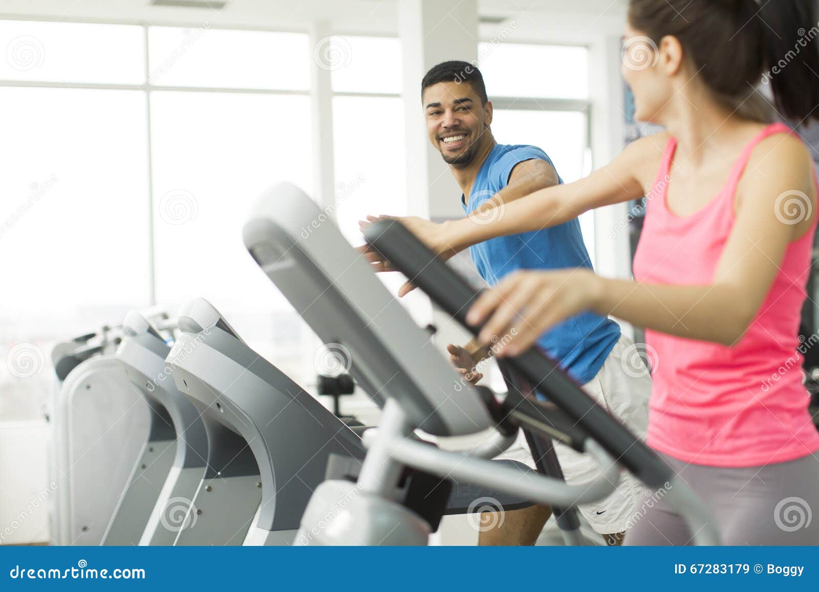 Young Multiracial People Training in the Gym Stock Image - Image of ...