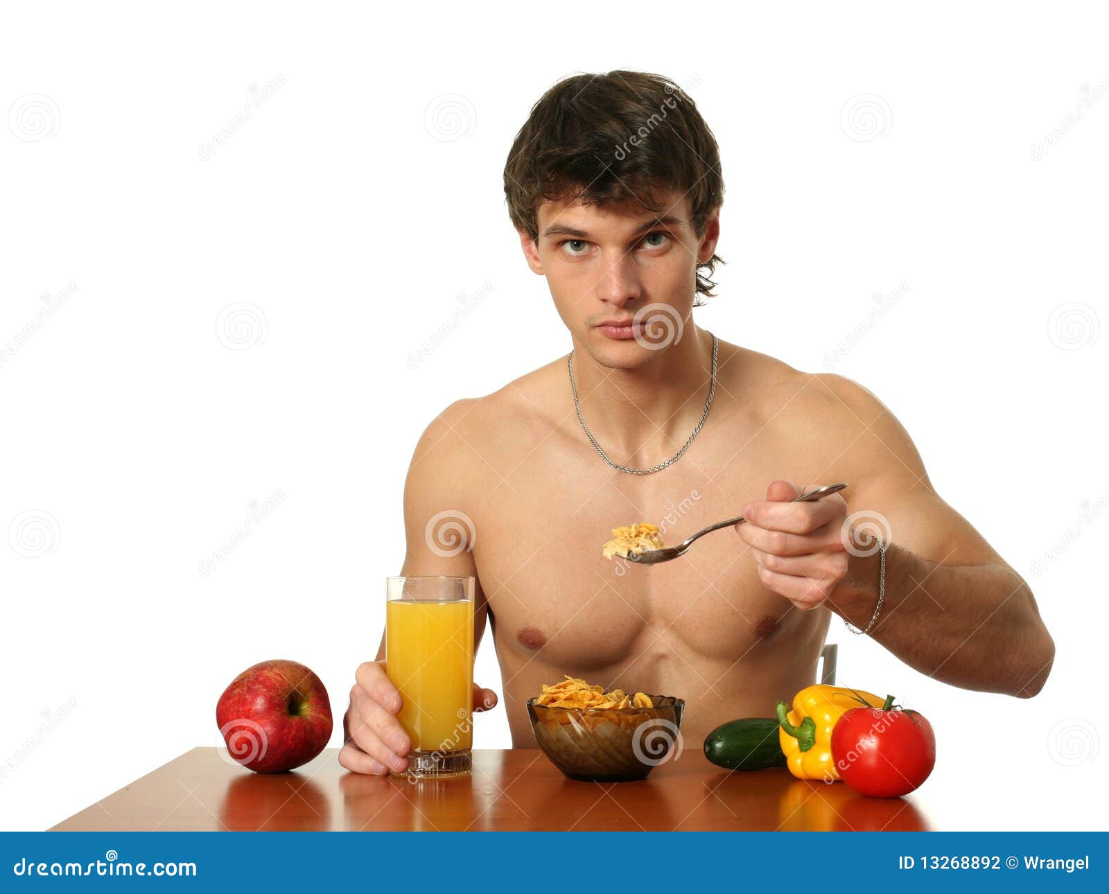 Young Muscular Man Eating His Breakfast Stock Photo - Image of person ...