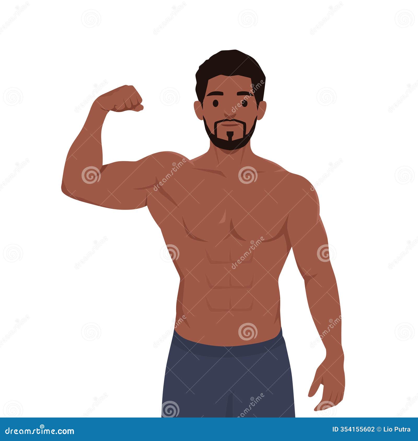 Muscular Man Flexing Show His Body In Confidence Stock Illustration ...