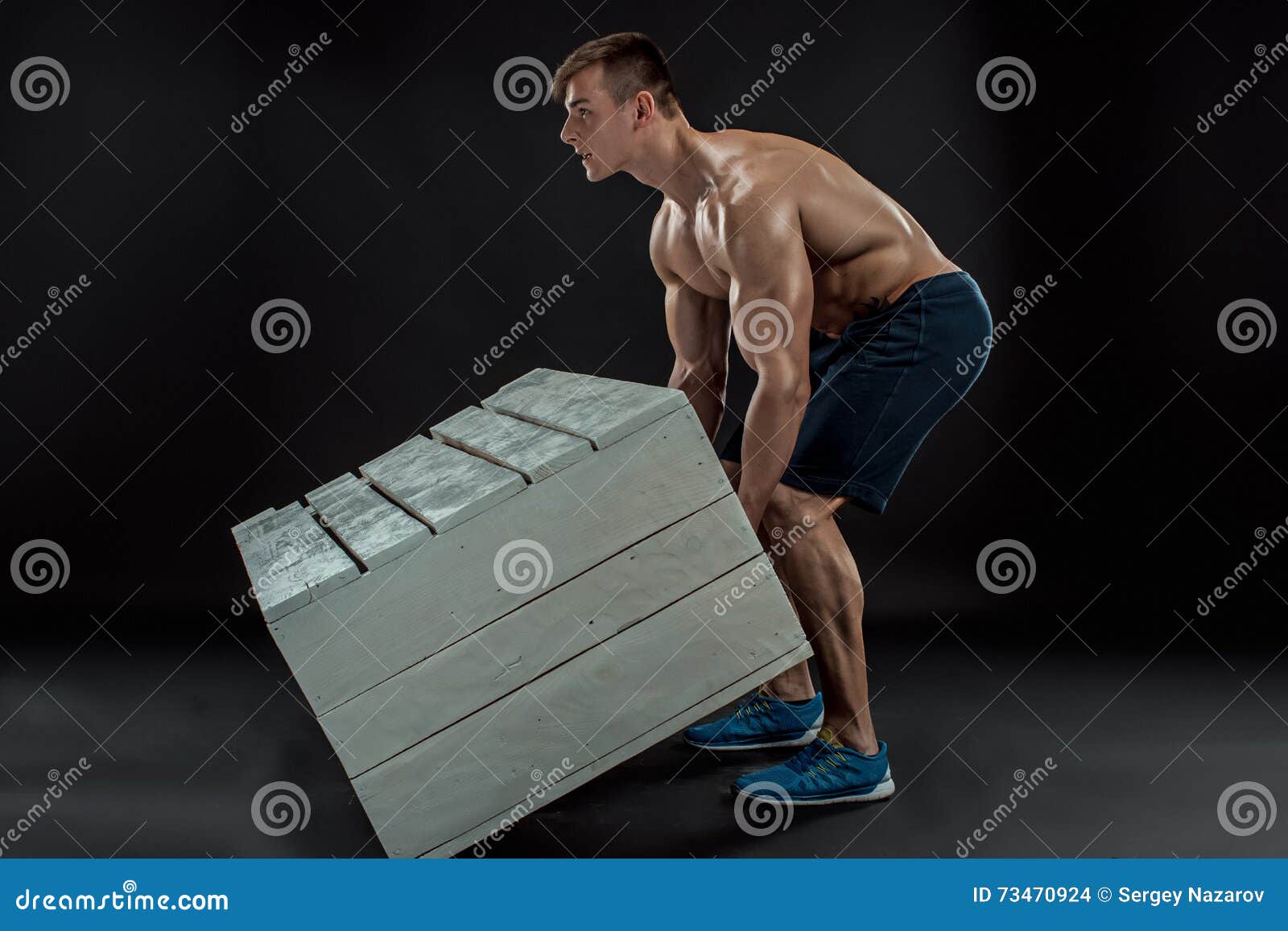 Young Muscular Man Flipping Box Stock Photo - Image of lifestyle ...