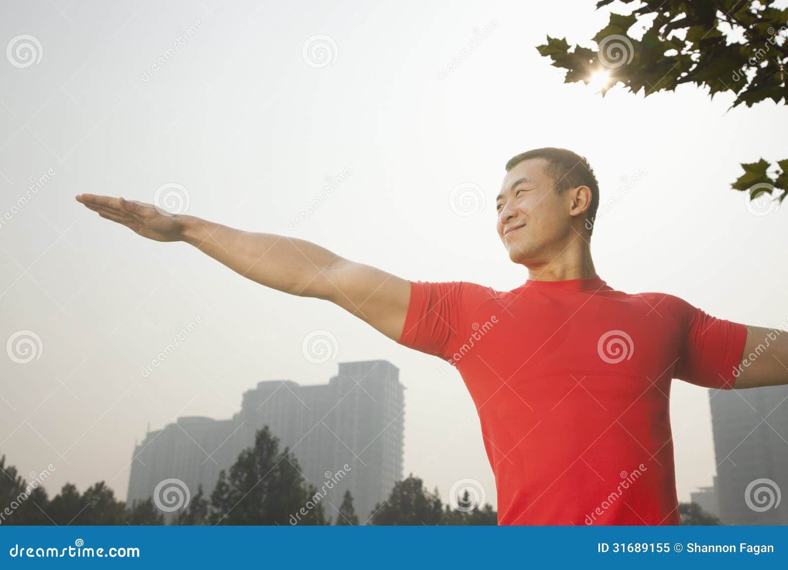 Young Muscular Man Stretching Stock Image - Image of away, fitness ...