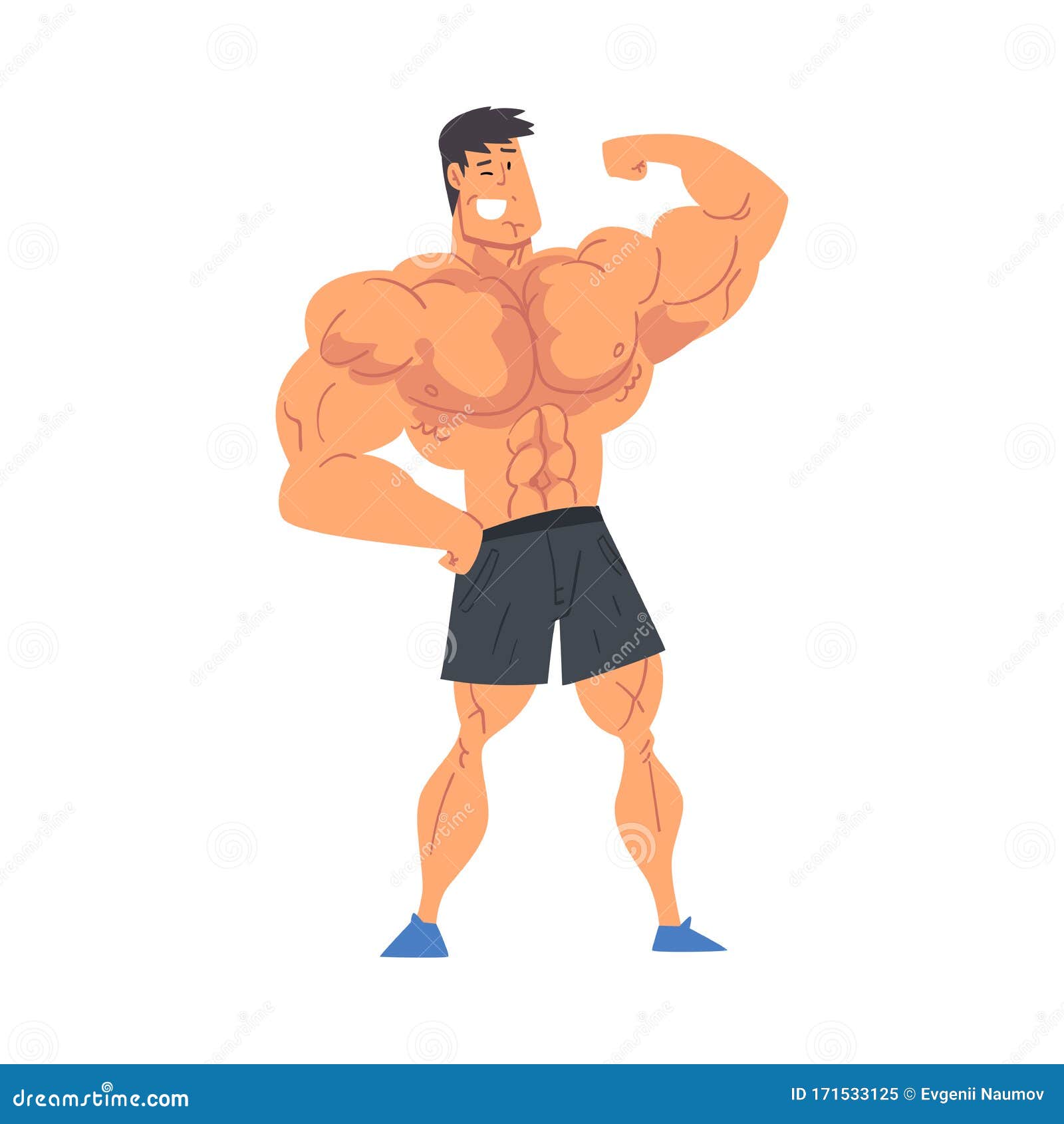 Young Muscular Shirtless Man, Strong Bodybuilder Vector Illustration ... Young Muscular Shirtless Man, Strong Bodybuilder Vector Illustration ...