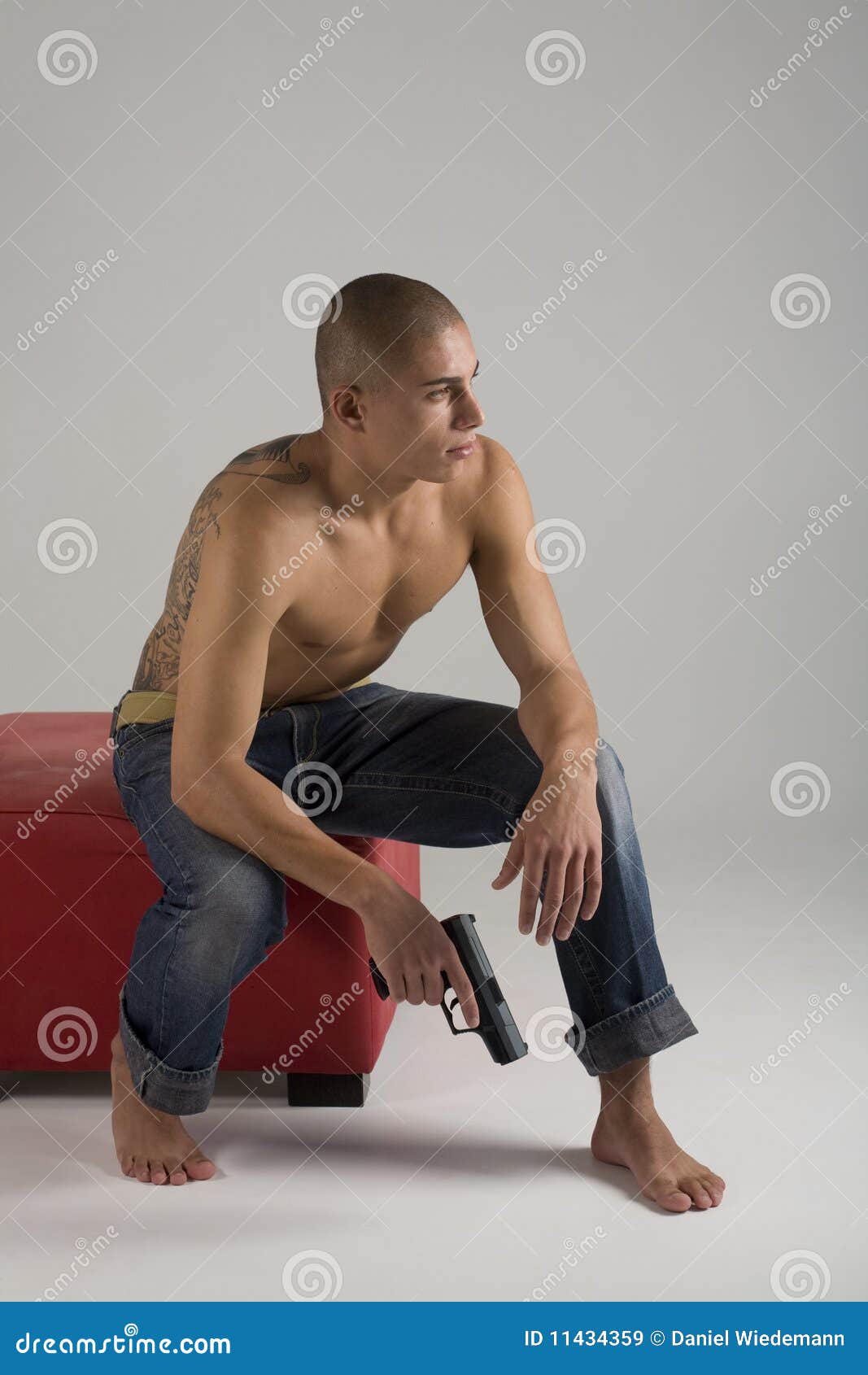 Young Muscular Tattooed Man Stock Image - Image of male, muscle: 11434359