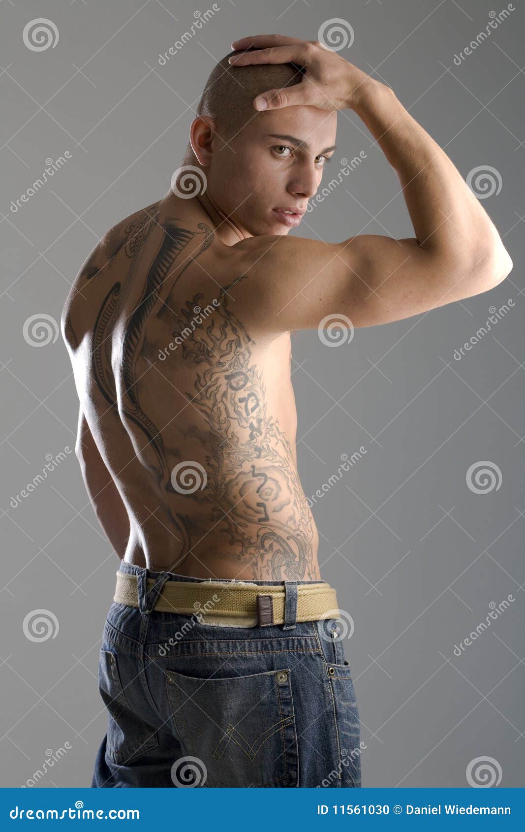 Young Muscular Tattooed Man Stock Photo - Image of gray, brazilian ...