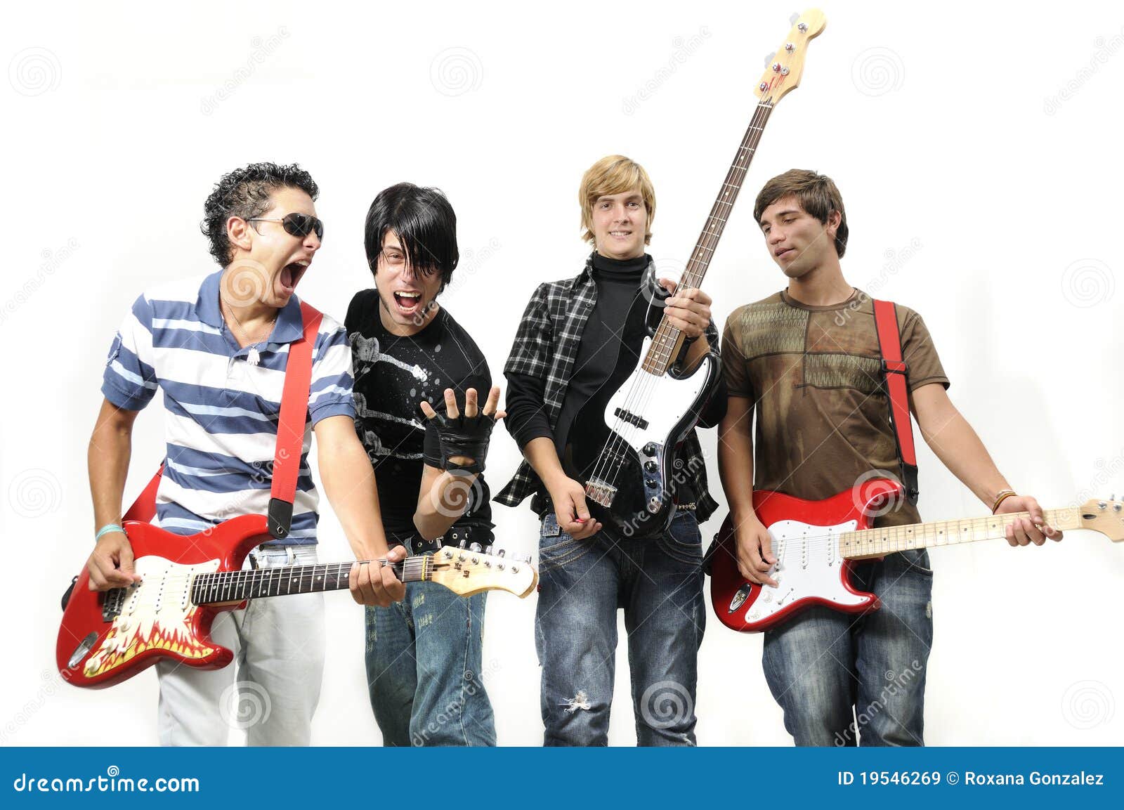 Young Musical Band Isolated on White Stock Image - Image of concert ...